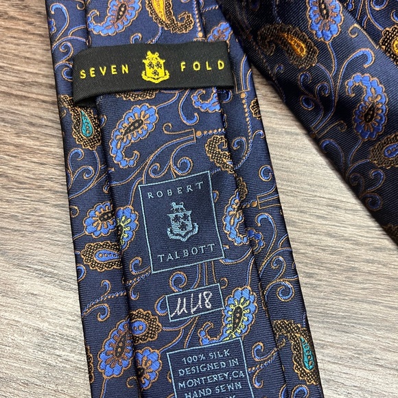 Robert Talbott | Accessories | Nwt Robert Talbott Seven Fold Navy Gold Paisley Tie | Poshmark
